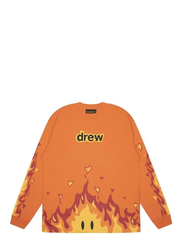Drew House Fire Long Sleeve T-shirt - Orange