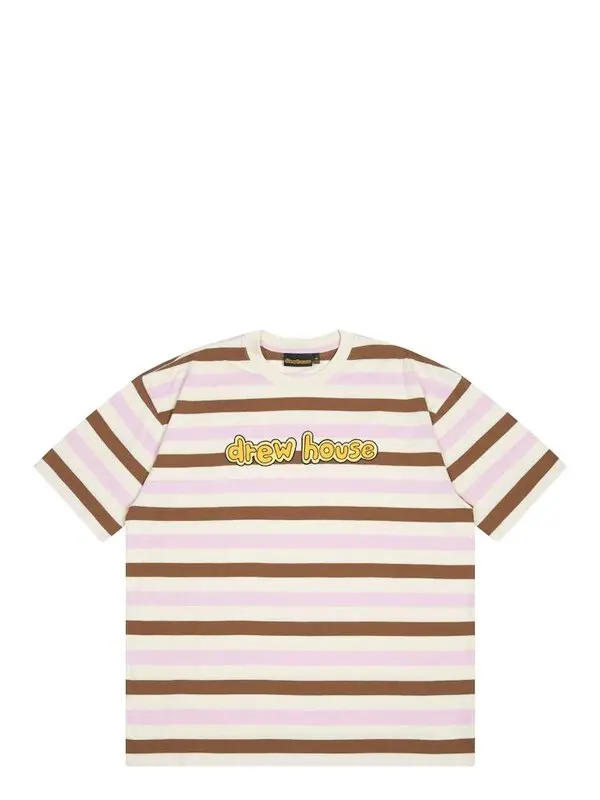 Drew House Cartoon Font Short Sleeve Tee Shirt - Neapolitan Stripe