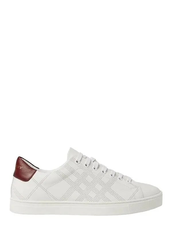 Burberry Perforated Leather Sneakers - White/brown