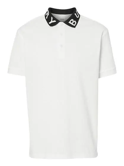 Burberry Ryland Collar Logo Polo Shirt - White/black