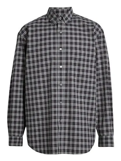 Burberry Small Scale Check Cotton Shirt - Navy Blue/white/red