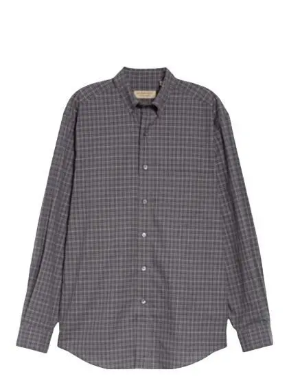 Burberry Small Scale Check Cotton Shirt - Dark Grey