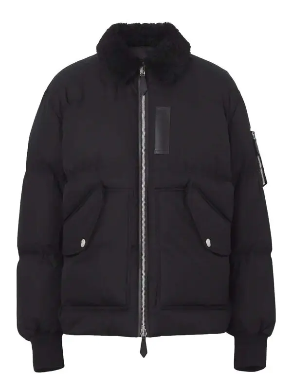 Burberry Shearling Collar Puffer Jacket - Black