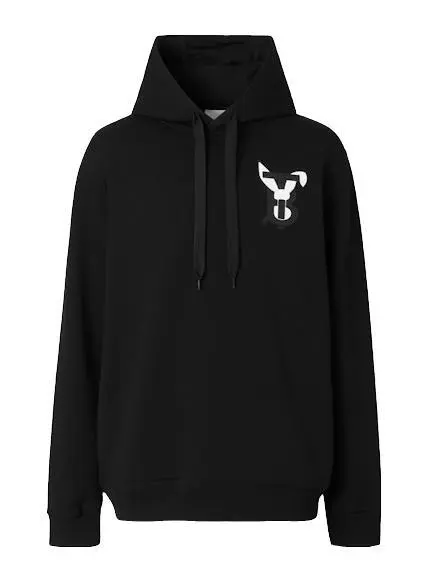 Burberry Logo-print Cotton Hoodie - Black/white