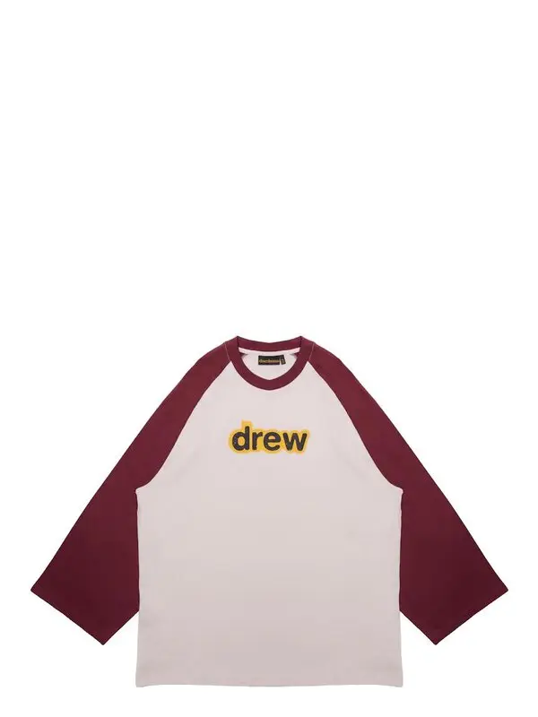 Drew House Secret Baseball T-shirt - Magnolia/maroon