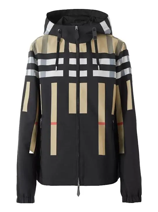 Burberry Sliced Check Nylon Hooded Jacket - Archive Beige