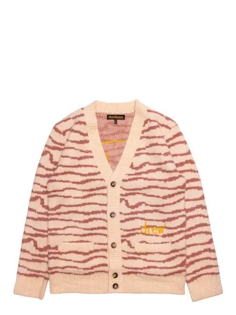 Drew House Sketch Mascot Squiggle Cardigan - Ivory/mauve