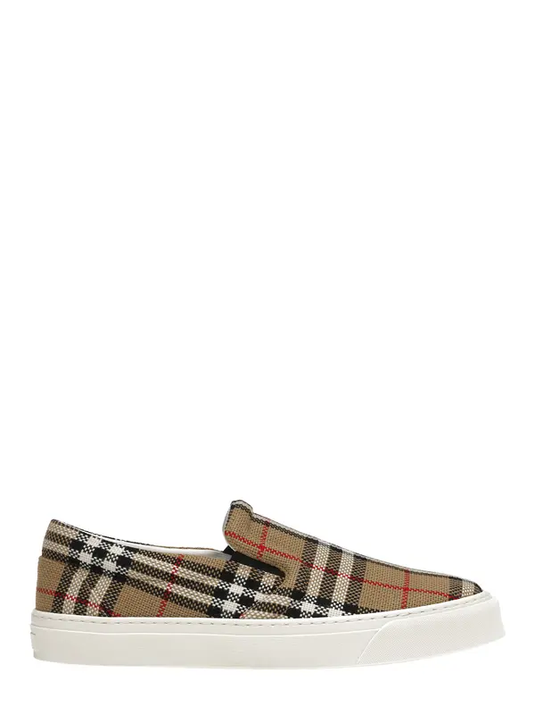 Burberry Check Print Slip-on Sneaker - Beige/black/white