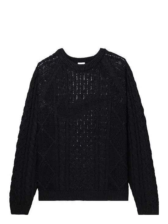 Nike Cable Knit Long Sleeve Sweater - Black