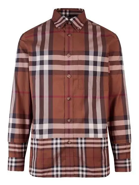 Burberry Tartan Motif Cotton Shirt - Brown