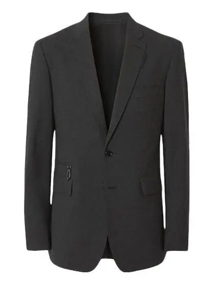 Burberry Stretch Wool Tailored Jacket - Dark Grey