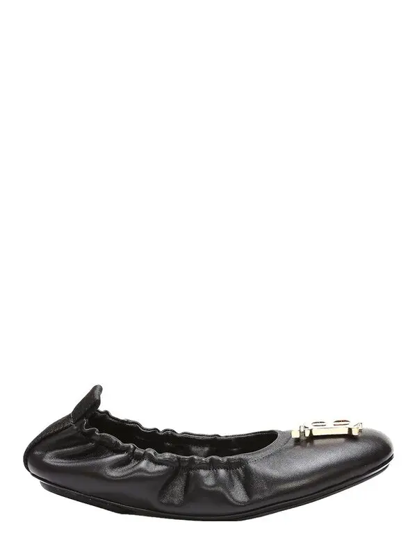 Burberry Tb Logo Plaque Ballerina Flats - Black