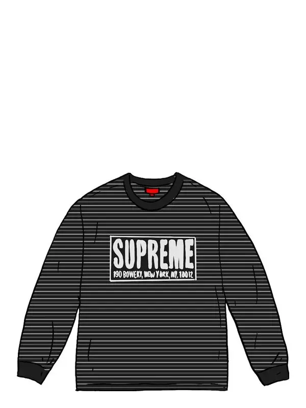 Supreme Thin Stripe Long Sleeve Top - Black