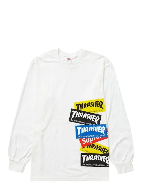Supreme Thrasher Logo Long Sleeve Tee Shirt - White