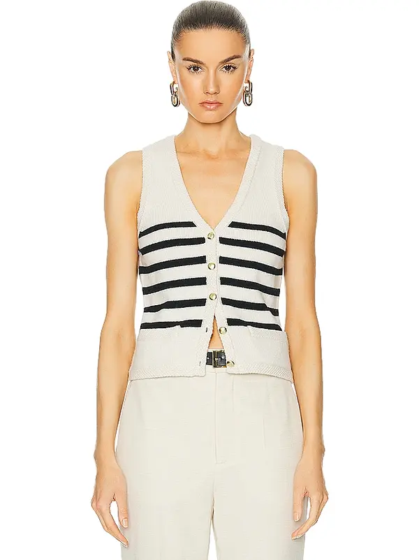 L'academie By Marianna Calanth Striped Knit Vest - Cream & Black