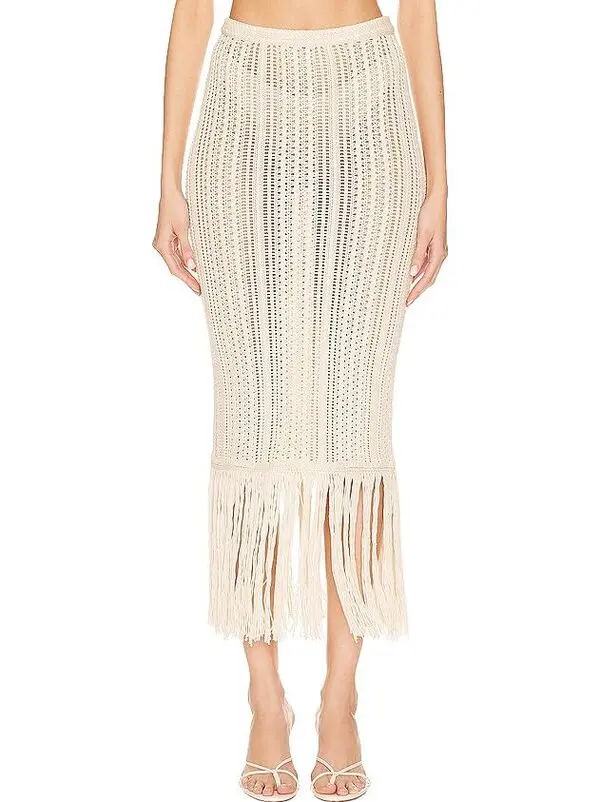 Tularosa Isola Fringe Knit Skirt - Ivory