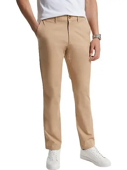 Michael Kors Slim-fit Cotton Blend Chino Pants - Natural