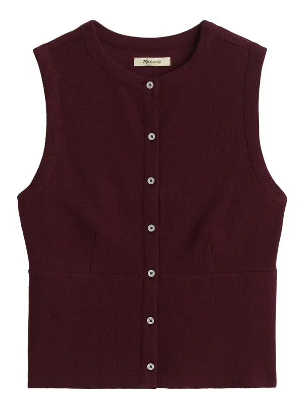 Madewell Mw Split-crewneck Cardigan Tank - Dark Burgundy