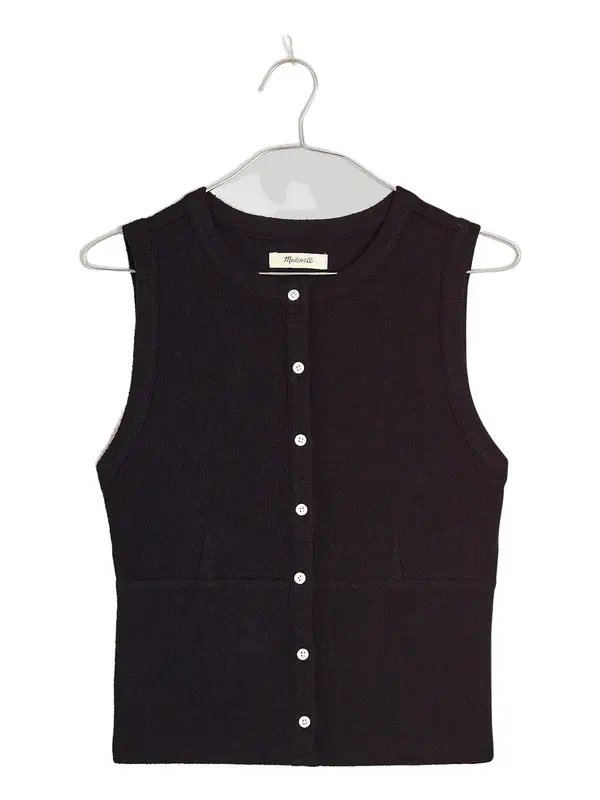 Madewell Mw Split-crewneck Cardigan Tank - True Black