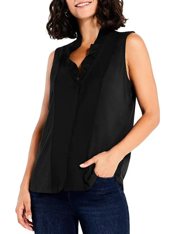 NIC+ZOE Ruffled Tank - Black Onyx