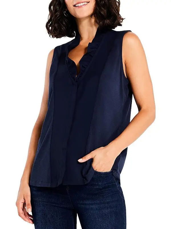 NIC+ZOE Ruffled Tank - Dark Indigo