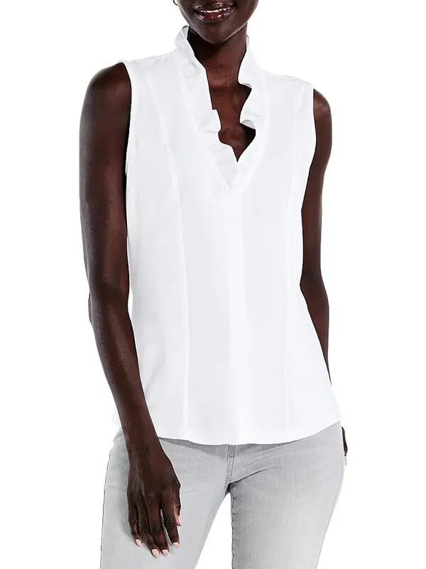 NIC+ZOE Ruffled Tank - Paper White