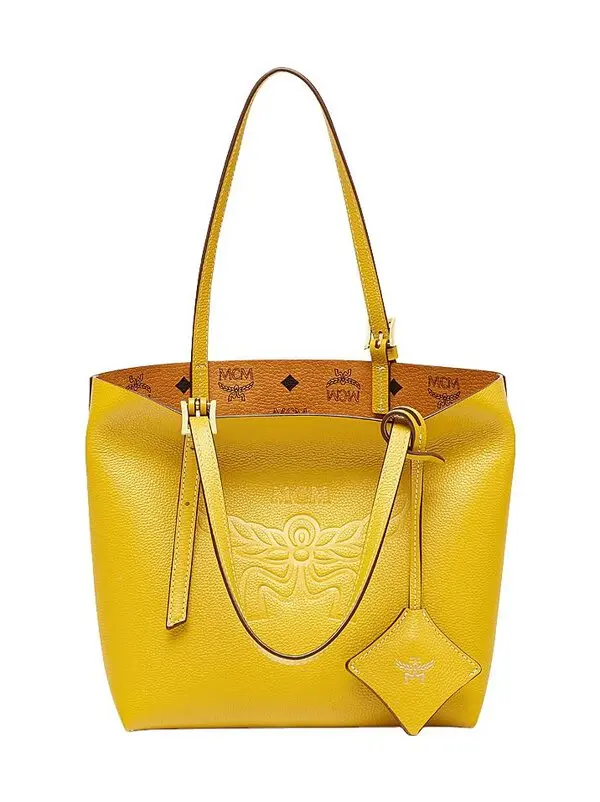 Mcm Himmel Mini Leather Shopper Bag - Lemon Gold