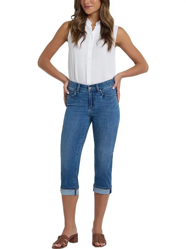 NYDJ Marilyn Cuffed Straight Leg Cropped Jeans - Wild River