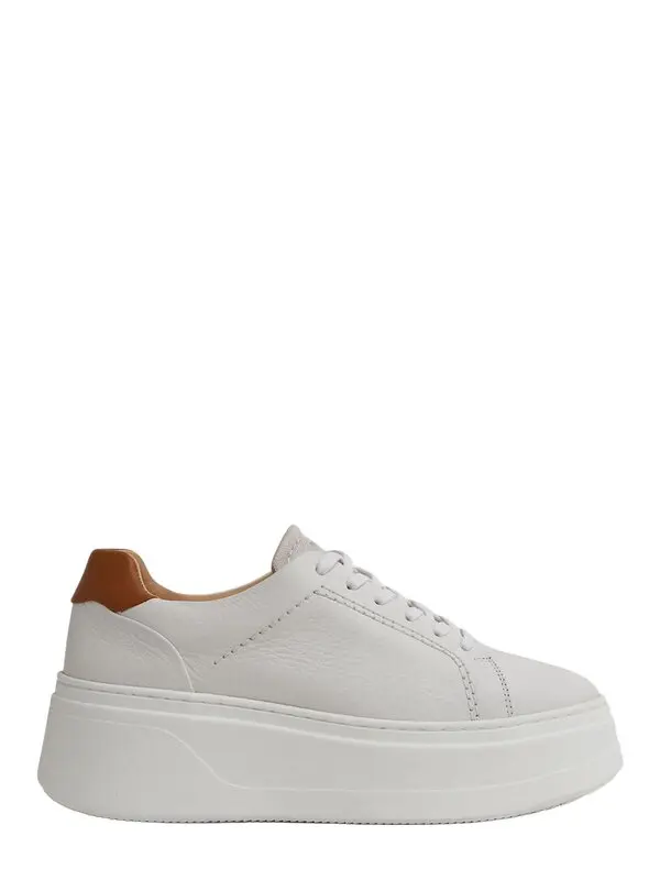 REISS Connie Leather Trainers - White