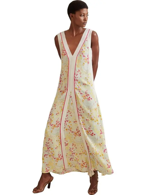 REISS Eliza Floral Maxi Dress - Pink/yellow