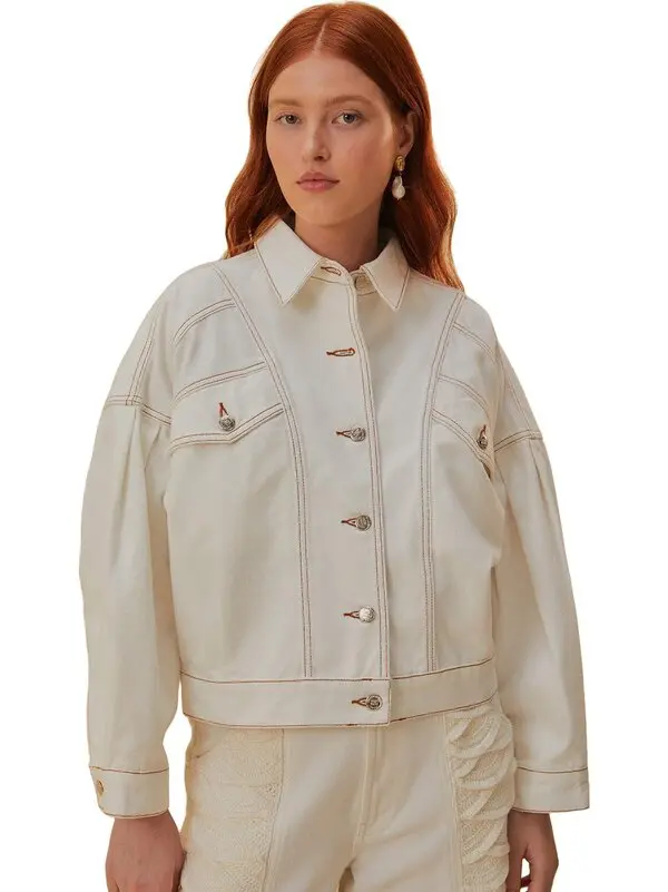 Farm Rio Mini Bomber Jacket - Off-white