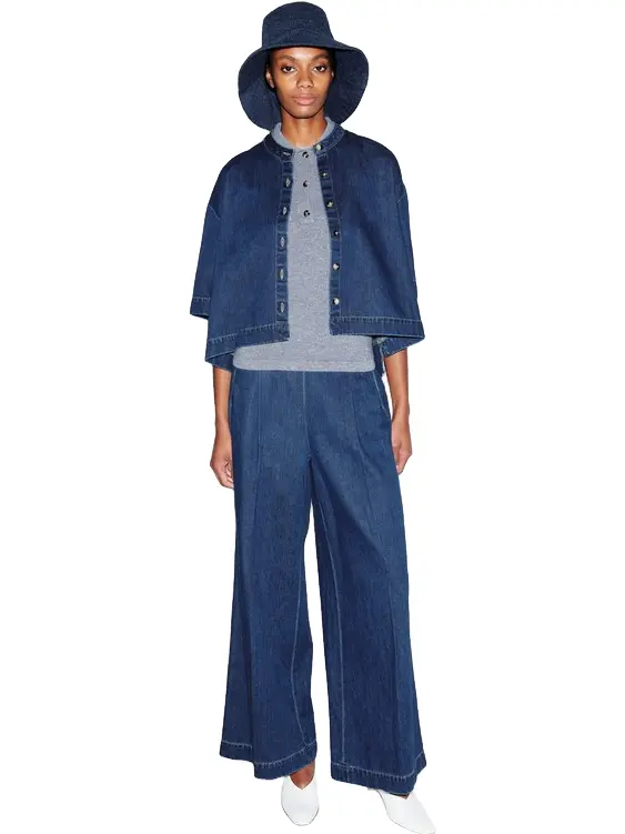 Rosetta Getty High Rise Wide Leg Denim Pant - Blue