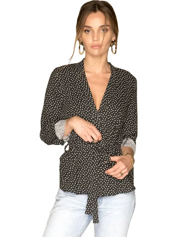 MERRITT CHARLES Catamaran Polka Dot Blouse - Natural