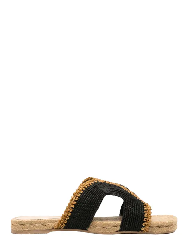 CastaÑer Pura Lurex Flat Sandals - Black