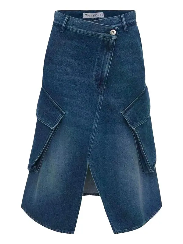 JW Anderson Cargo Denim Midi Skirt - Blue