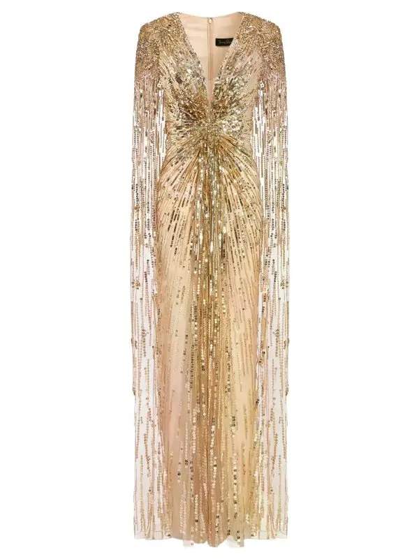 Jenny Packham Sequin-embellished Maxi Dress - Gold