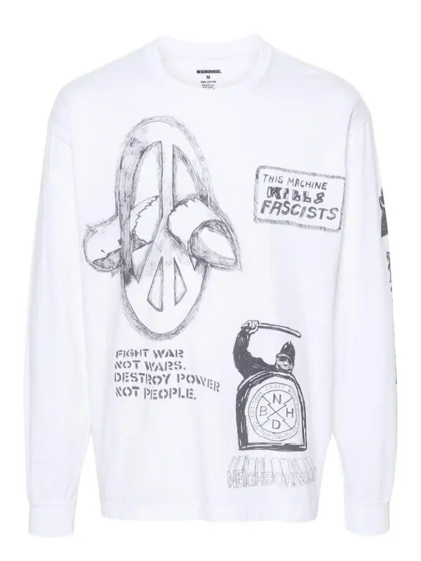 NEIGHBORHOOD Hand-drawn Long-sleeved T-shirt - White