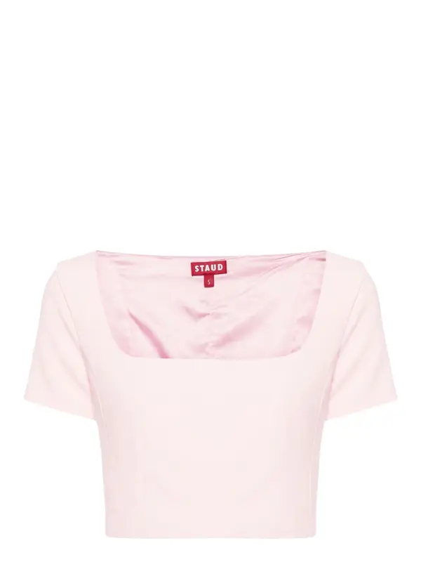 Staud Anya Square-neck Crop Blouse - Pink
