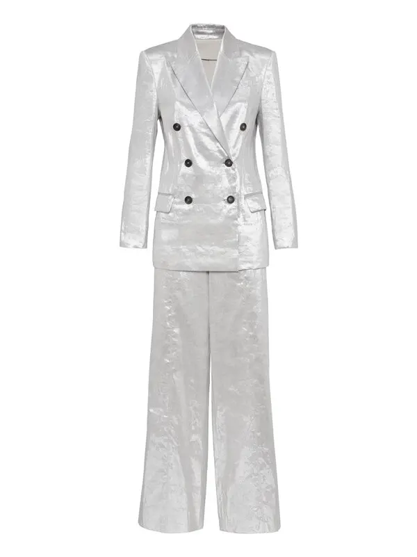 Brunello Cucinelli Metallic Linen-blend Suit - Grey