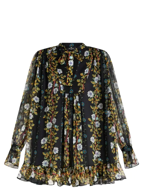 Etro Floral-print Silk Dress - Black