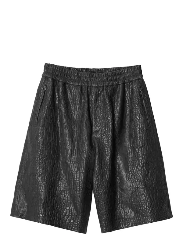 Burberry Grained-effect Leather Shorts - Blue
