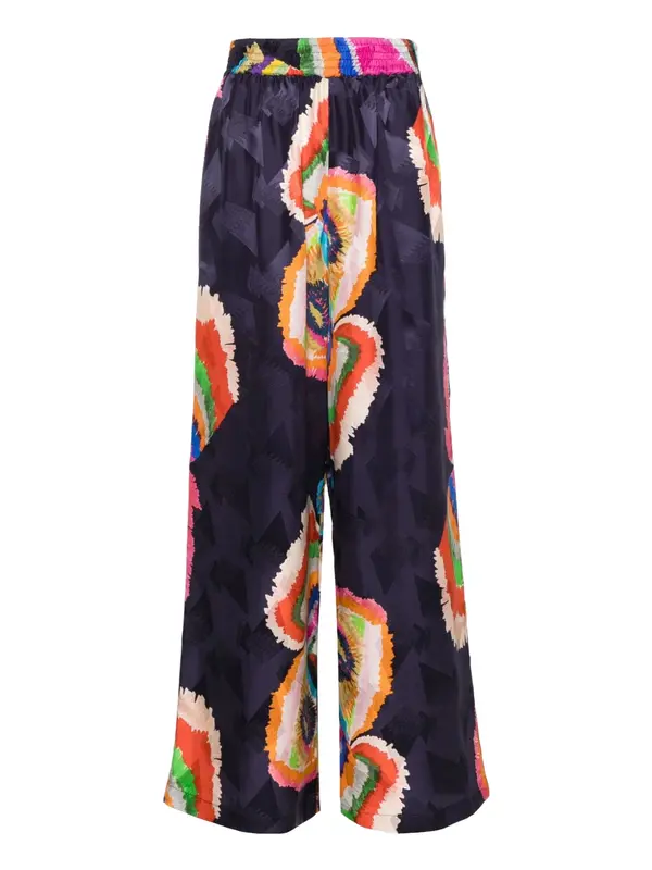 Rianna + Nina Melina Jacquard Silk Trousers - Blue