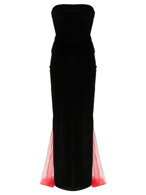 ATU BODY COUTURE Bow-detail Velvet Gown - Black