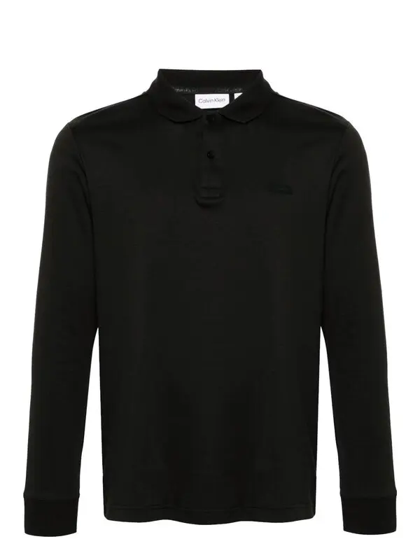 Calvin Klein Logo-patch Cotton Polo Shirt - Black