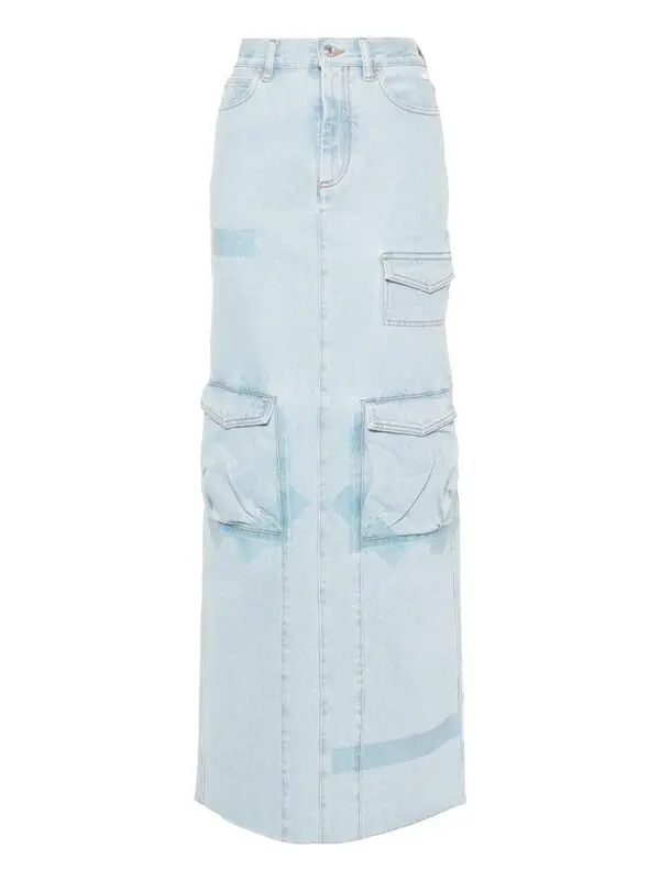 Gcds Cargo Denim Maxi Skirt - Blue