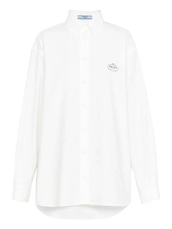 Prada Logo-embroidered Cotton Shirt - White