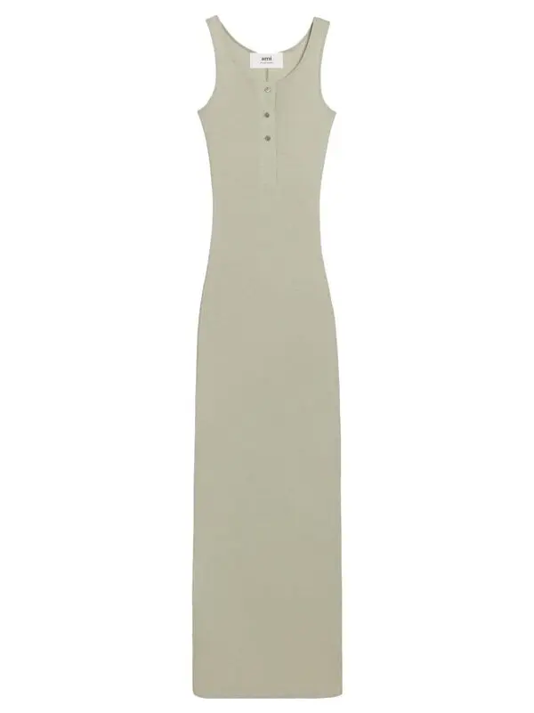 Ami Ribbed Cotton Maxi Dress - Green