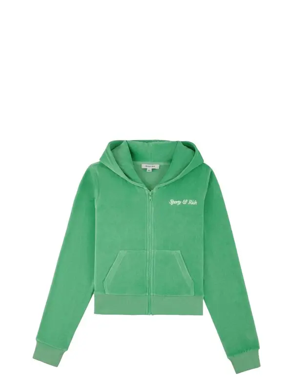 SPORTY & RICH Italic Logo Cotton Hoodie - Green