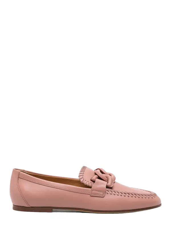 TOD'S Braided Leather Loafers - Pink