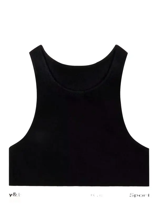 SPORTY & RICH Serif Logo Cropped Tank Top - Black